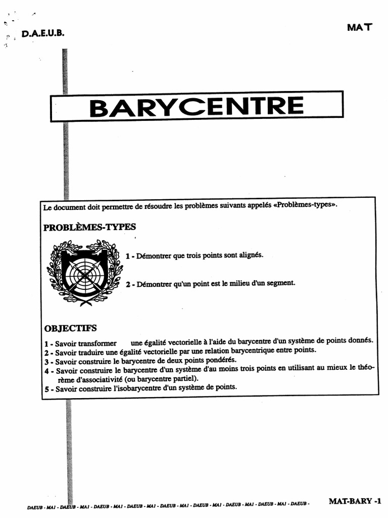 Mat Mat B Barycentre | PDF