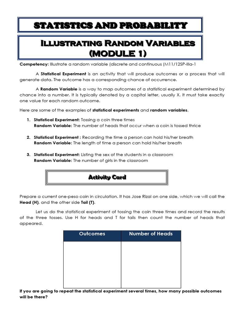 Module1 StatisticsandProbability 658306961888606 | PDF | Random ...