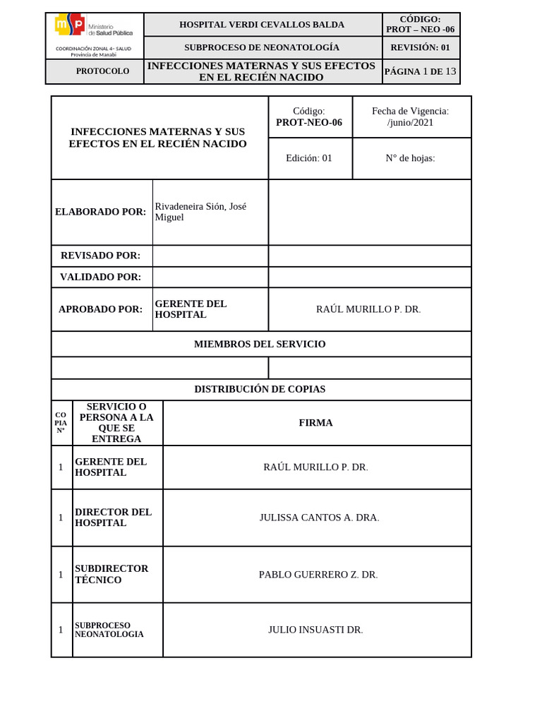 Protocolo Infecciones Maternas y Sus Efectos en El Recién Nacido | PDF | Vacunas | Infección