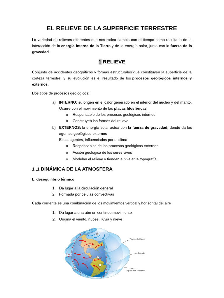 Procesos Geológicos y Relieve Terrestre | PDF | Roca (geología) | Agua