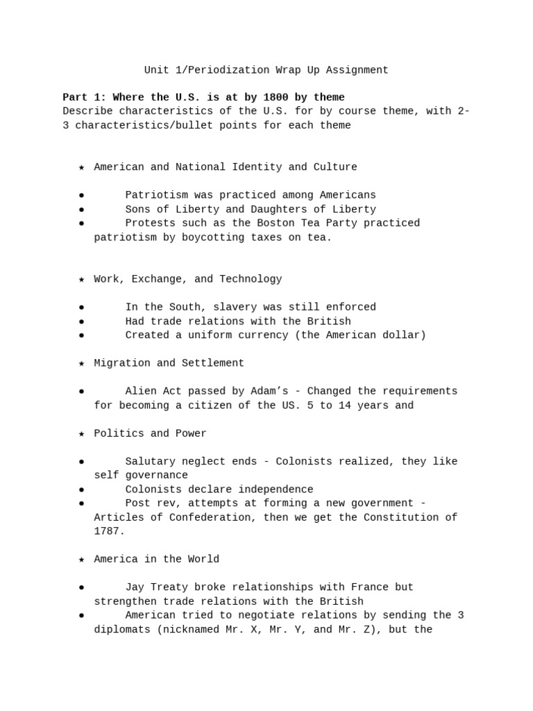 Unit 1 Period 3 Wrap Up Assignment | PDF | Federalist Party | Alexander Hamilton