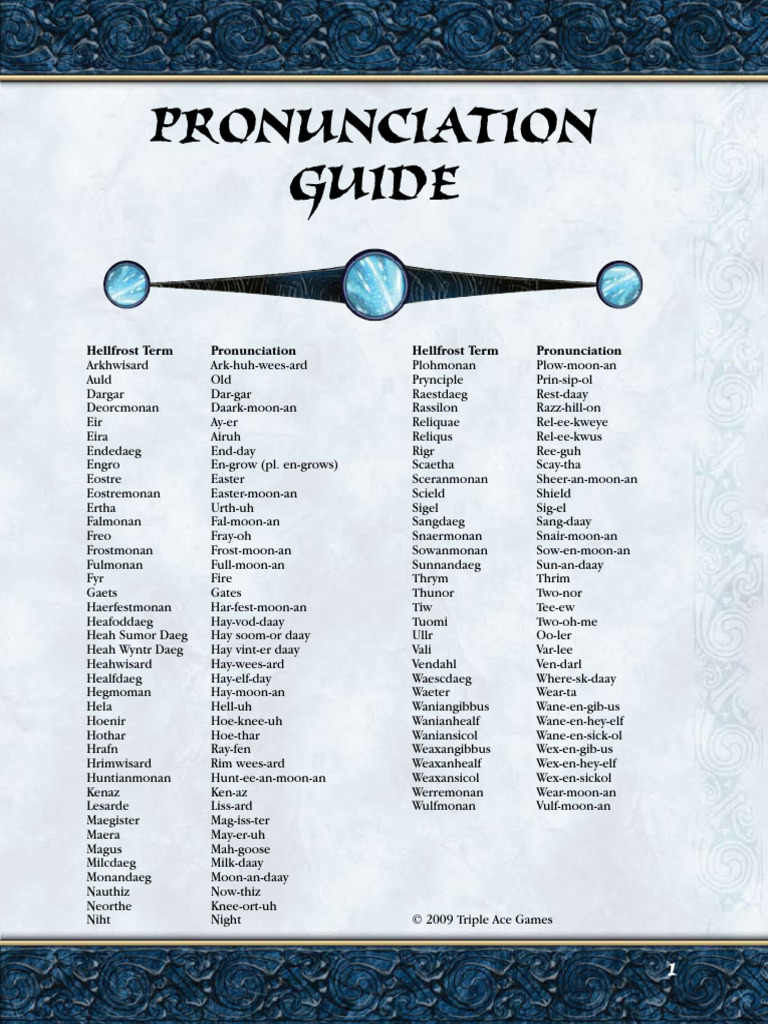 Savage Worlds - Hellfrost - Pronunciation Guide | PDF