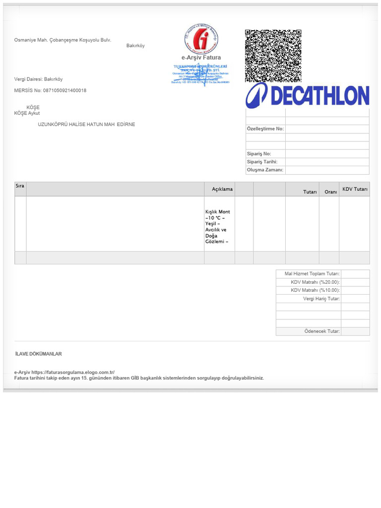 Decathlon Fatura Mont | PDF