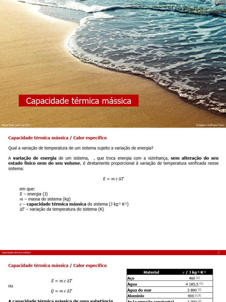 Capacidade Térmica Mássica Explicada | PDF | Capacidade térmica ...