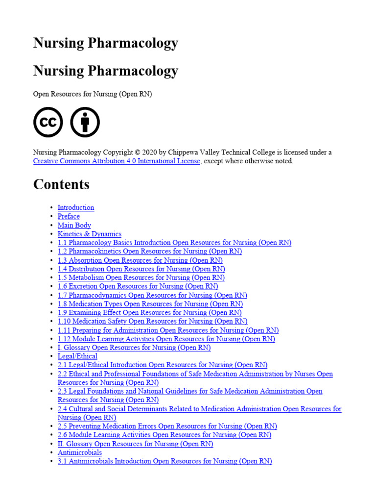 Nursing Pharmacology | PDF | Liver | Intravenous Therapy