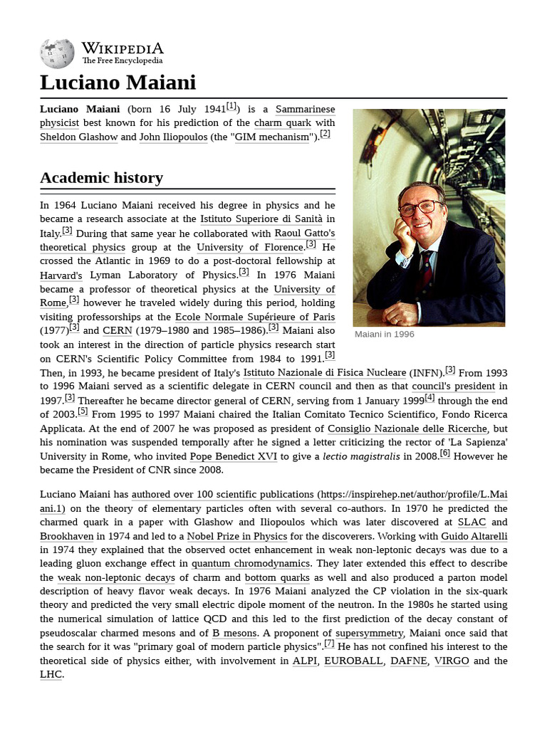 Luciano_Maiani | PDF | Subatomic Particles | Particle Physics Luciano_Maiani | PDF | Subatomic Particles | Particle Physics