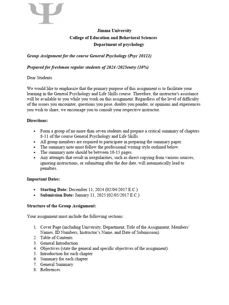 Psychology Assignment 2024 | PDF