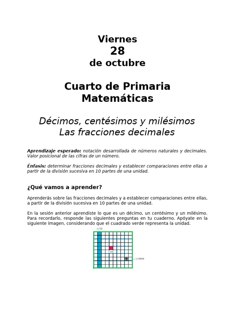 Fracciones Decimales en Matemáticas | PDF | Decimal | Notación Matemática