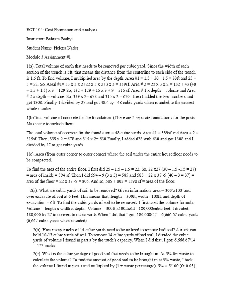 Cost Analysis and Estimation Assignment | PDF | Yard | Area