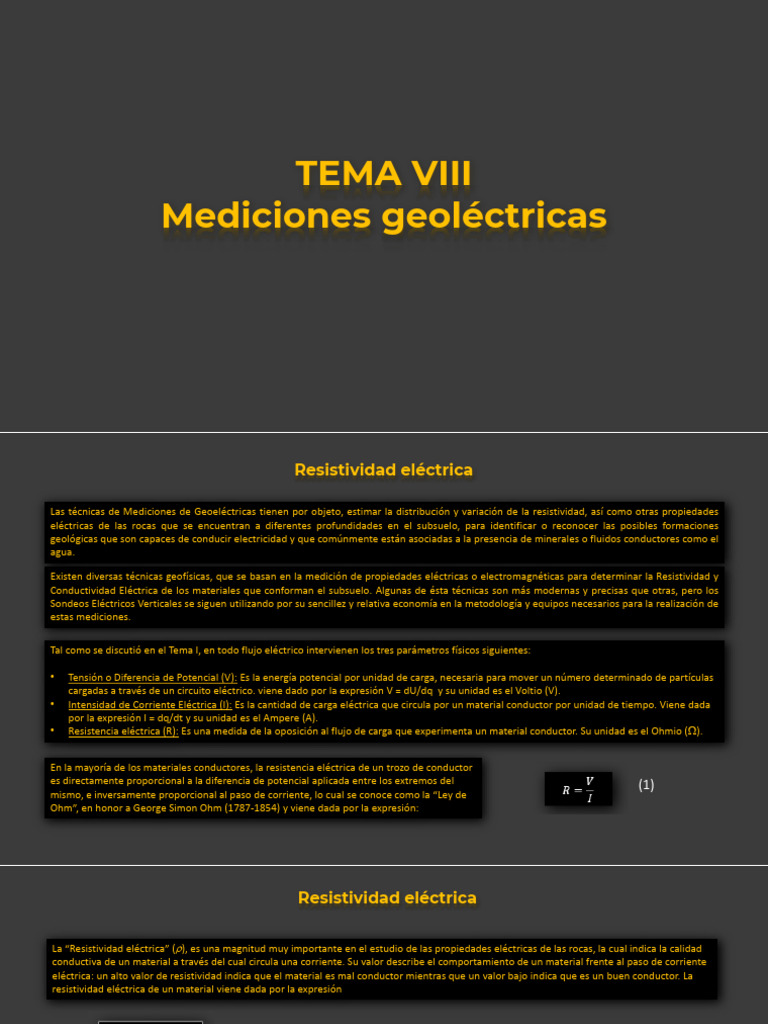 Tema VIII - Mediciones Geoeléctricas - PPT | PDF | Resistividad Eléctrica y Conductividad ...