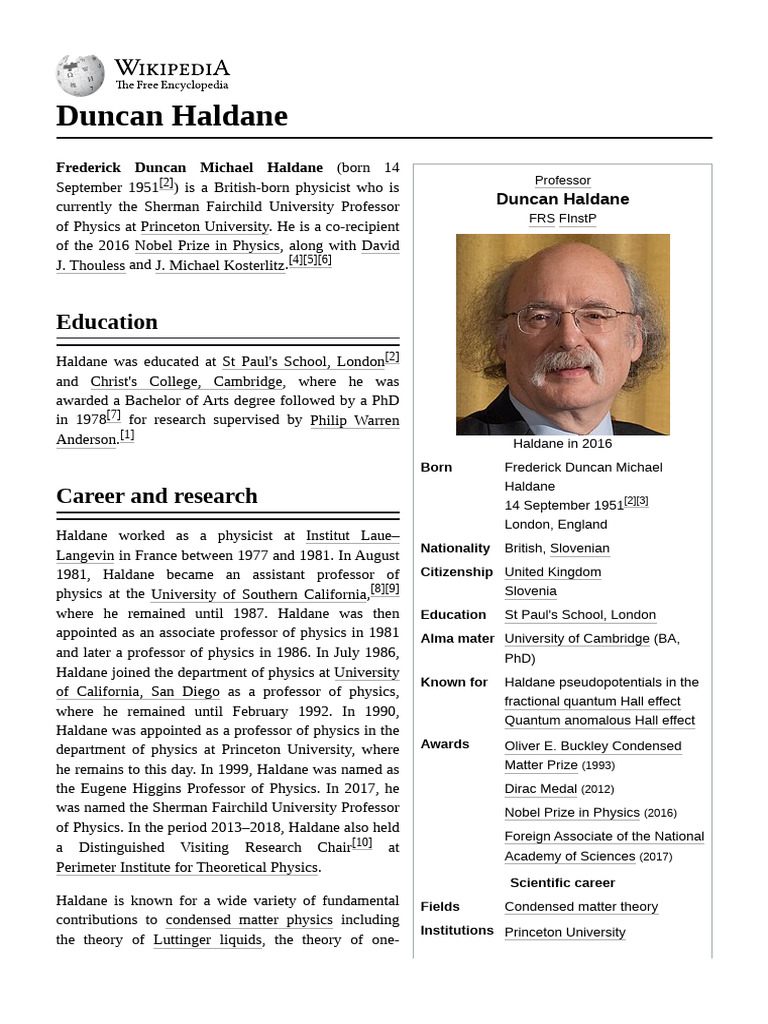 Duncan_Haldane | PDF | Physics | Theoretical Physics