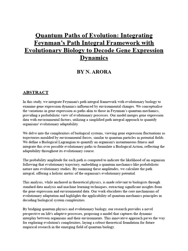 feynmanbiologydraft2 | PDF | Evolution | Quantum Mechanics