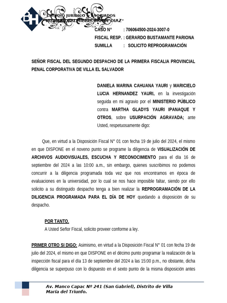 SOLICITO LA REPROGRAMACION | PDF | Gobierno