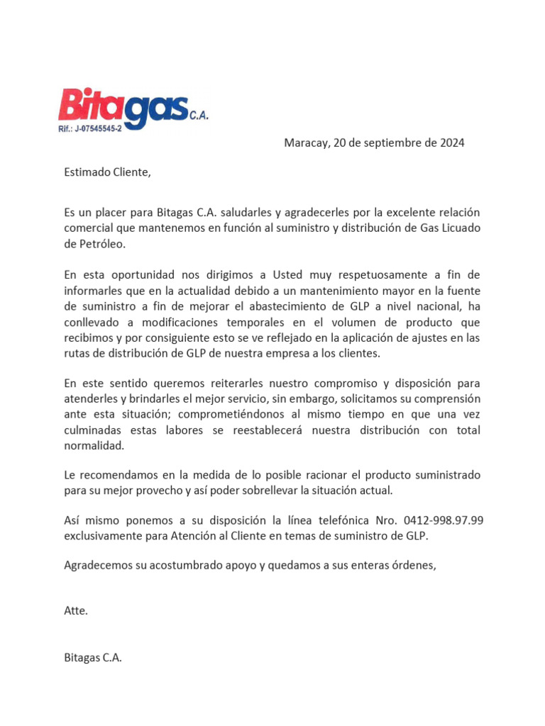 Comunicado A Clientes 20-09-2024 | PDF
