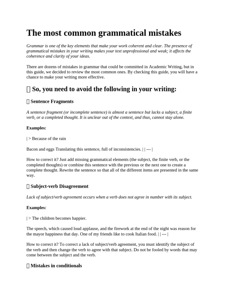 Common Grammatical Mistakes | PDF | Pronoun | Subject (Grammar)