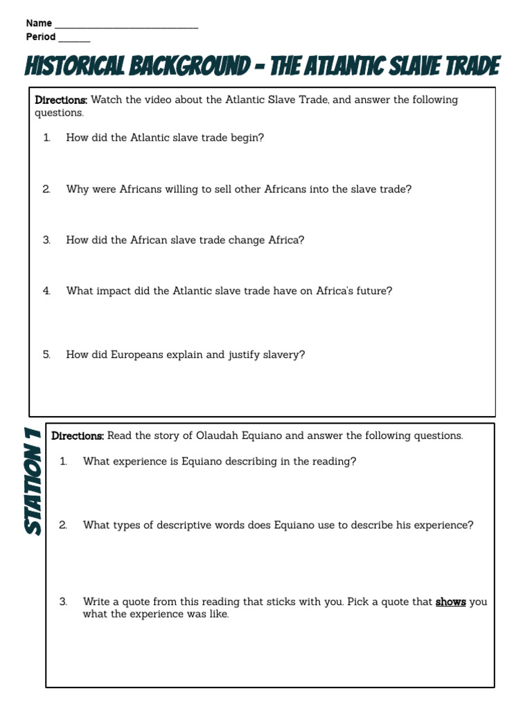 The Atlantic Slave Trade and The Middle Passage | PDF | Atlantic Slave ...