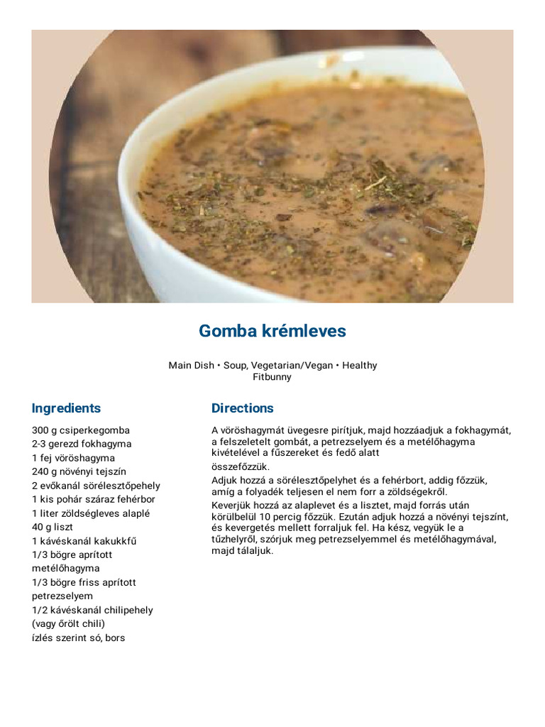 Gomba Krémleves | PDF