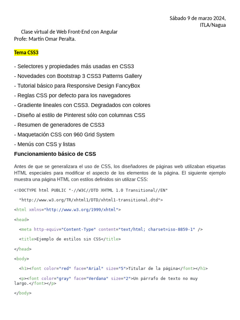 Clase 9 de Marzo 2024 Desarrollo Web Con Angular | PDF | HTML | Desarrollo web