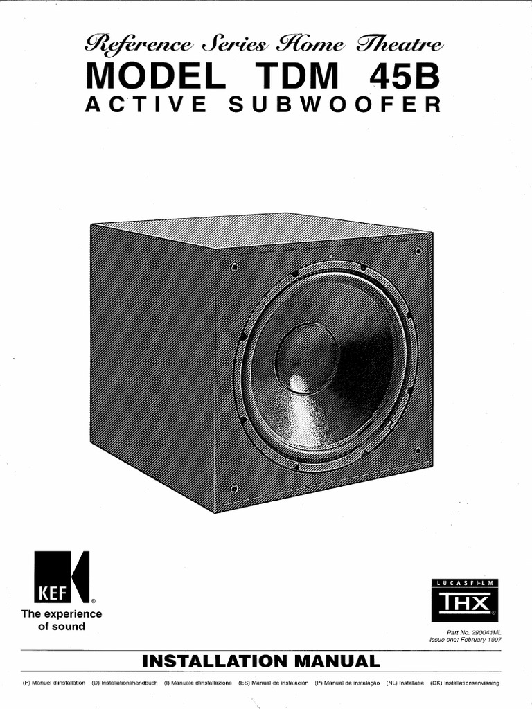 KEF Reference Series Home Theatre MODEL TDM 45B 45B ACTIVE SUBWOOFER | PDF