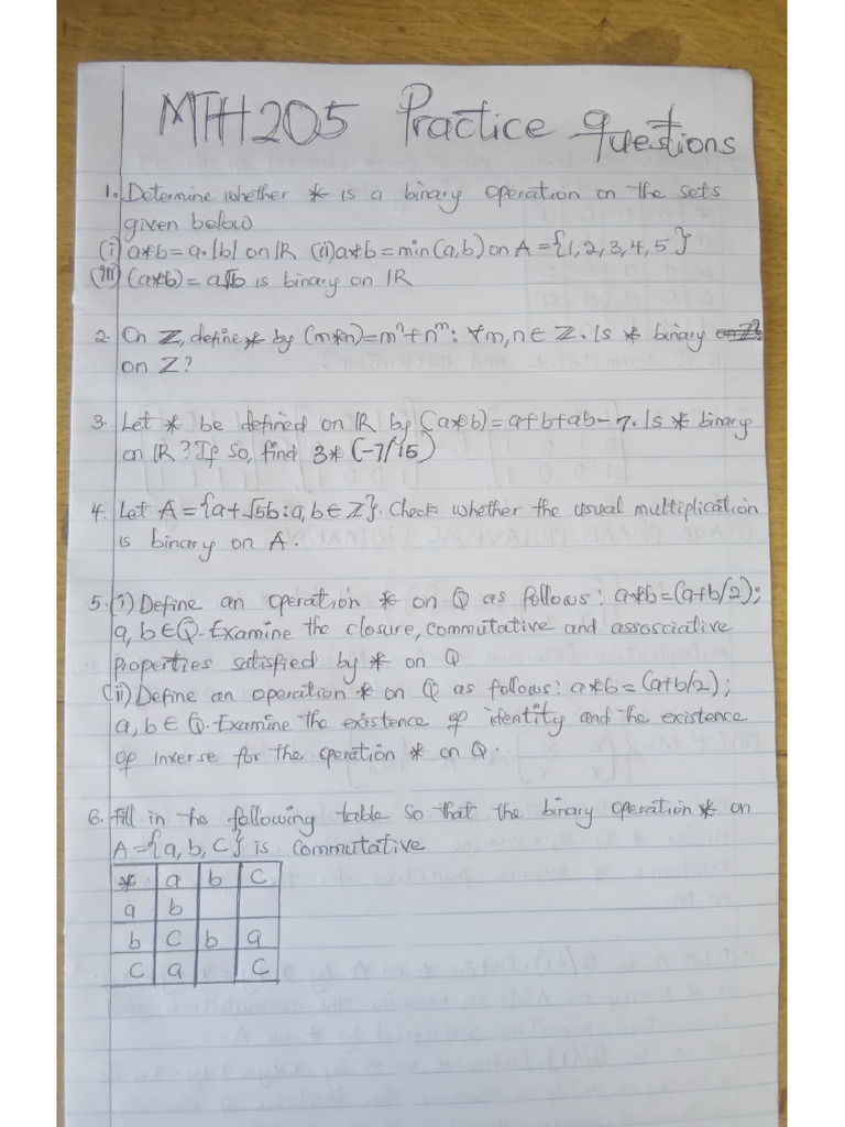 MTH 205 Practice Questions | PDF
