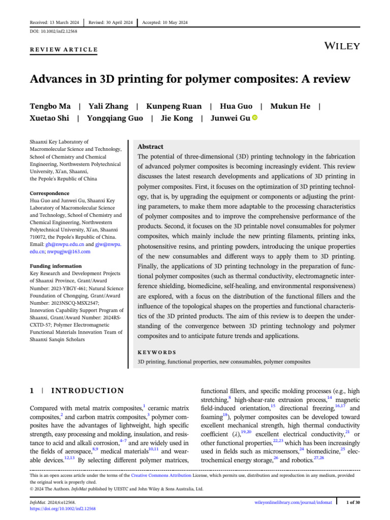 Advances in 3D Printing For Polymer Composites A R | PDF | 3 D Printing ...