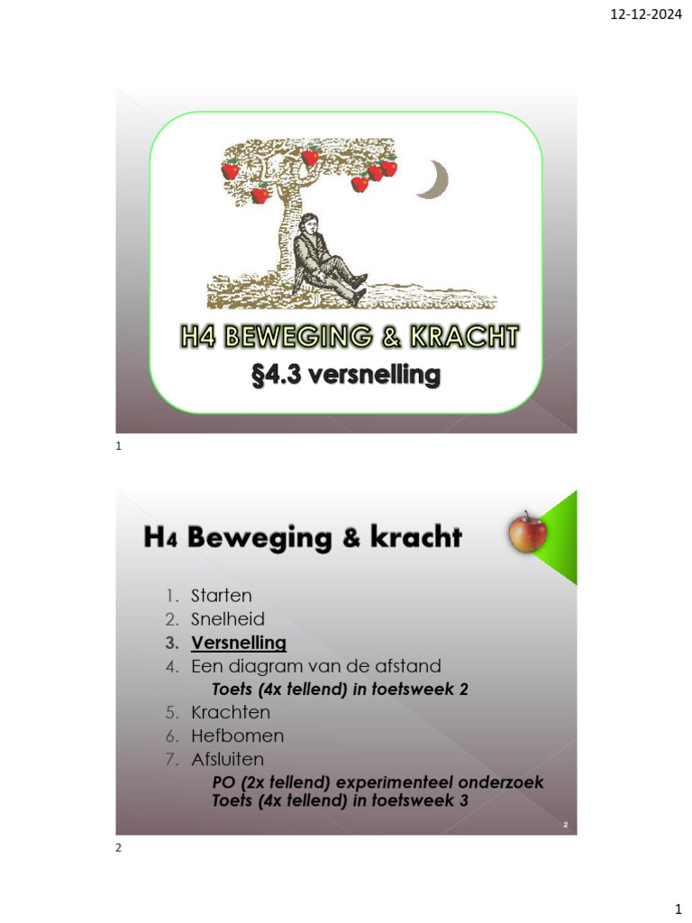 Newton H4.3 Versnelling Powerpoint | PDF