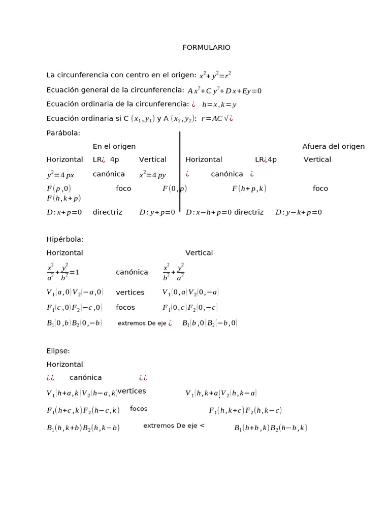 Formulario Matemáticas | PDF