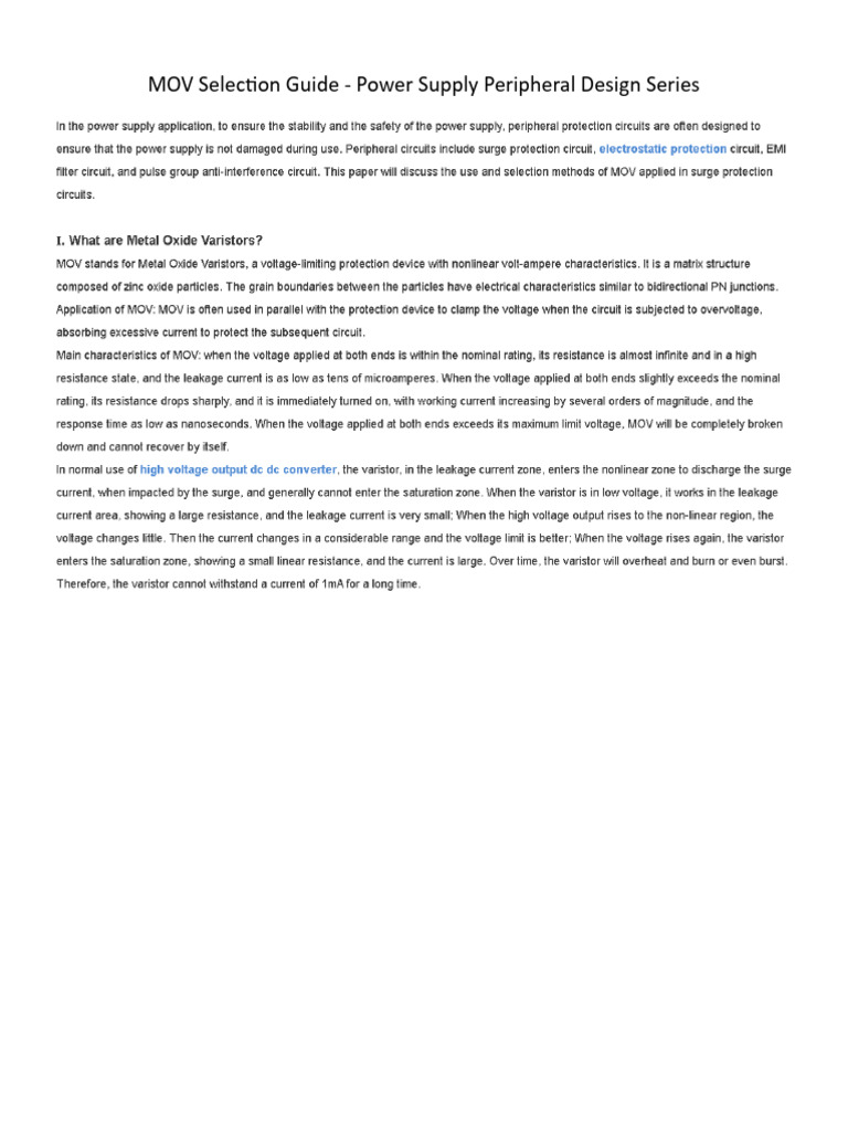 MOV Selection Guide | PDF