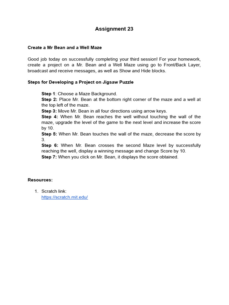 Assignment - GameDev (LC#23) | PDF