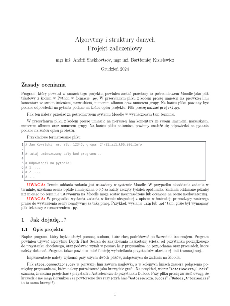 Algorytmy Projekt Grafy | PDF
