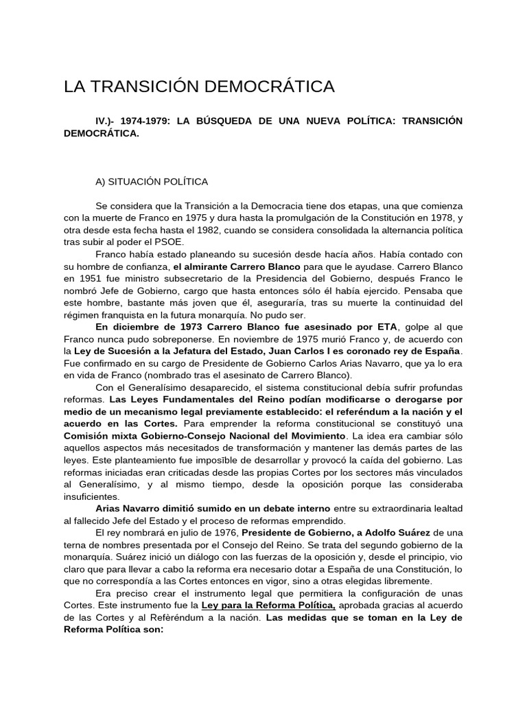 Tema17 La Transición Democrática | PDF | Francisco franco | España