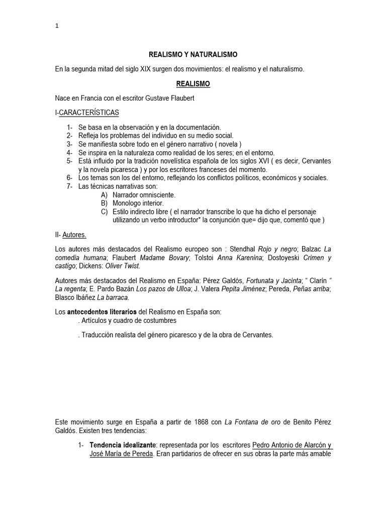 Realismo y Naturalismo | PDF | Realismo literario