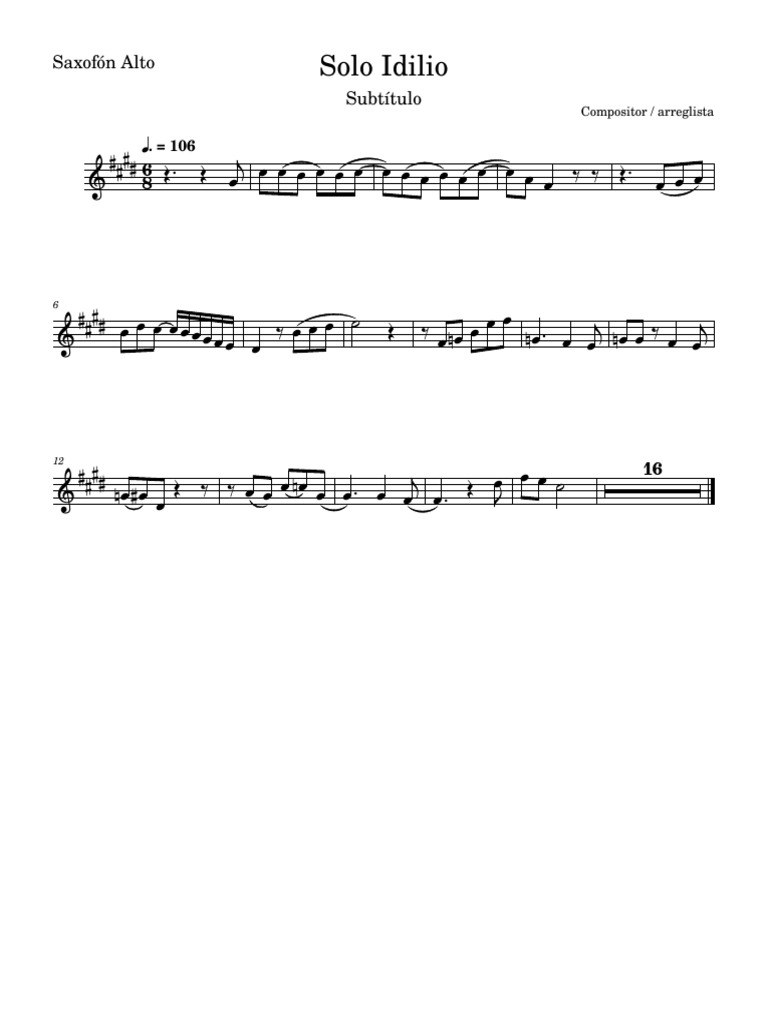 Idilio Solo Saxo Alto-Saxofón - Alto | PDF