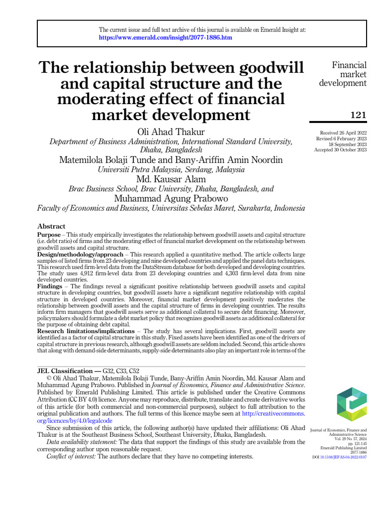 10-1108_JEFAS-04-2022-0107 | PDF | Capital Structure | Book Value