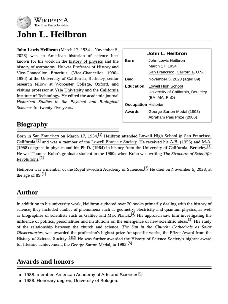 John L. Heilbron | PDF | Science