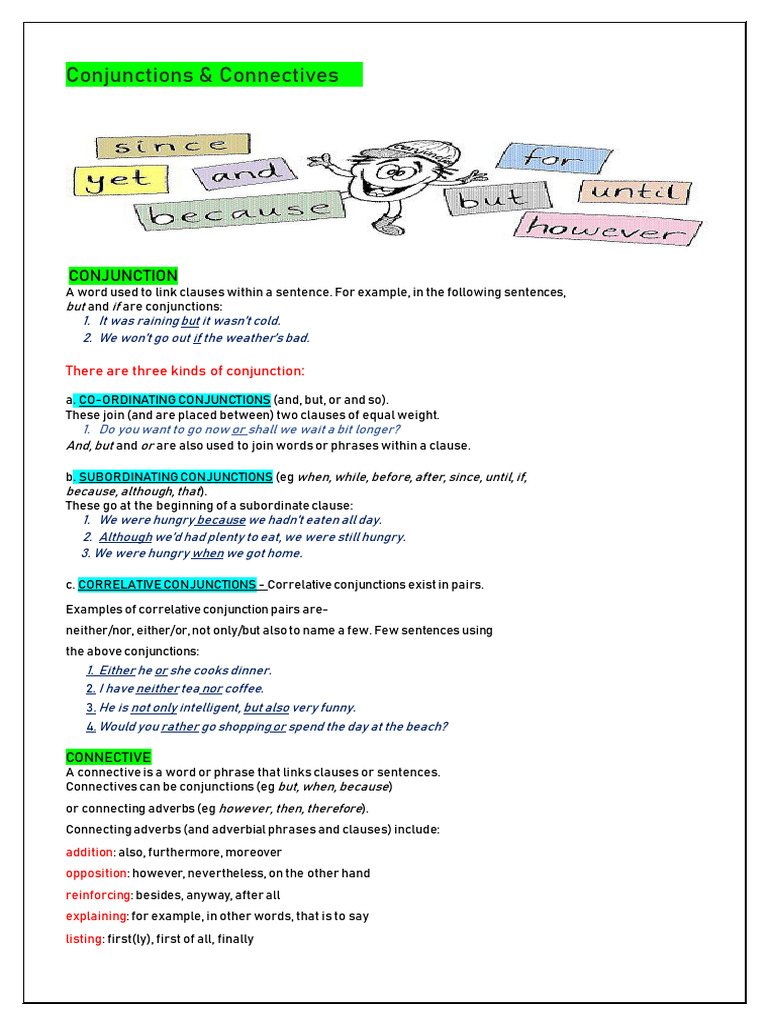 English Conjunctions & Connectives | PDF | Sentence (Linguistics) | Adverb