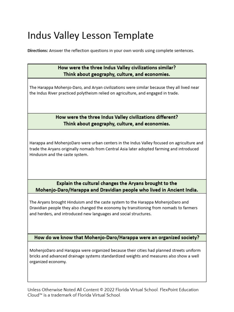 Indus Valley Lesson Template.docx | PDF
