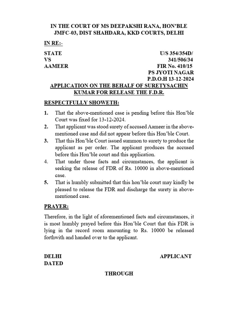 FDR Releasing Application | PDF