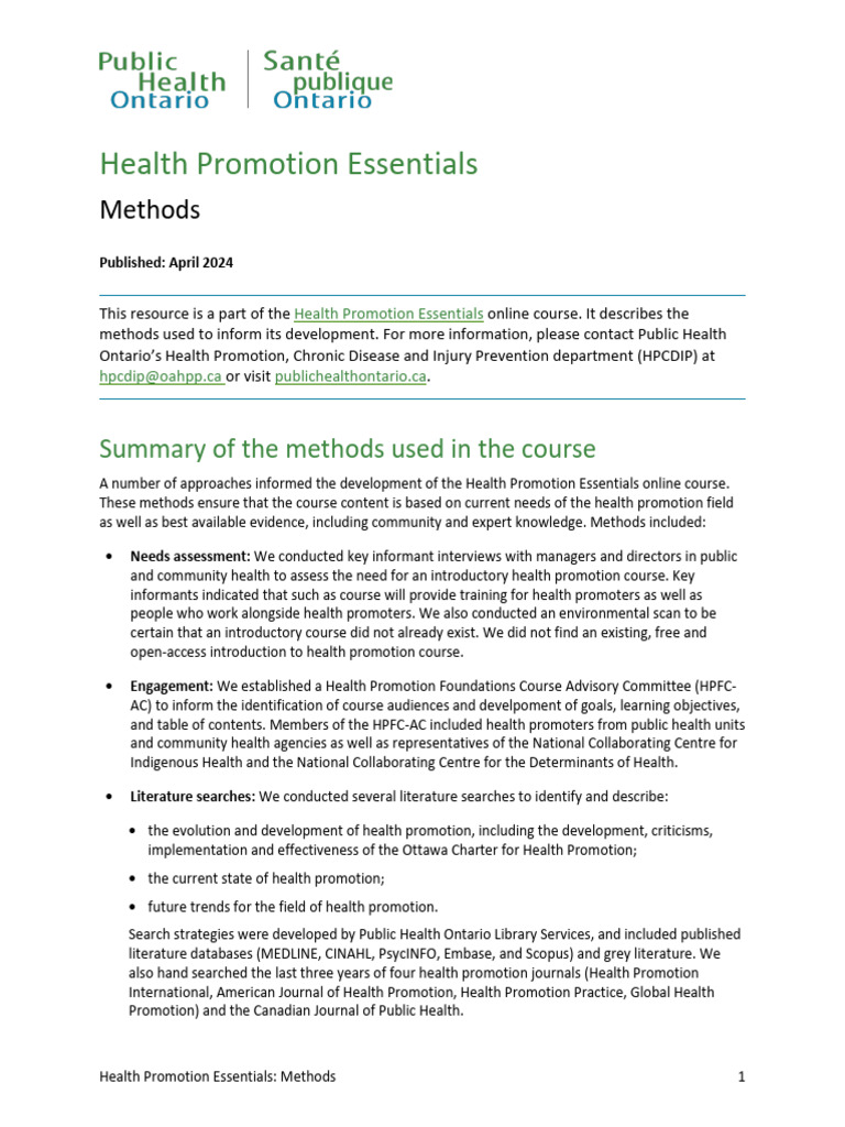 Health Promotion Course Development Methods | PDF | Public Health