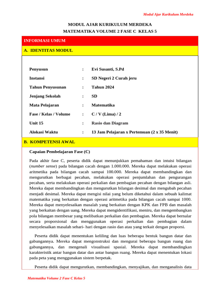 Modul Ajar MAT Volume 2 Bab 15 | PDF