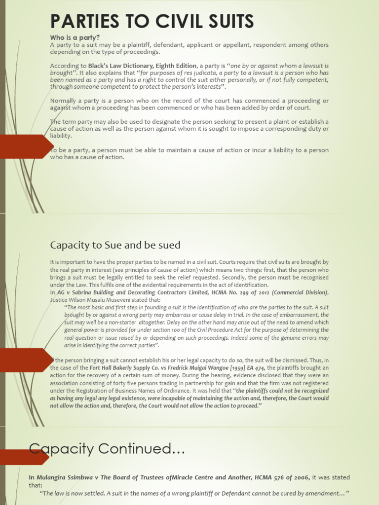 PARTIES TO CIVIL SUITS | PDF | Lawsuit | Joinder