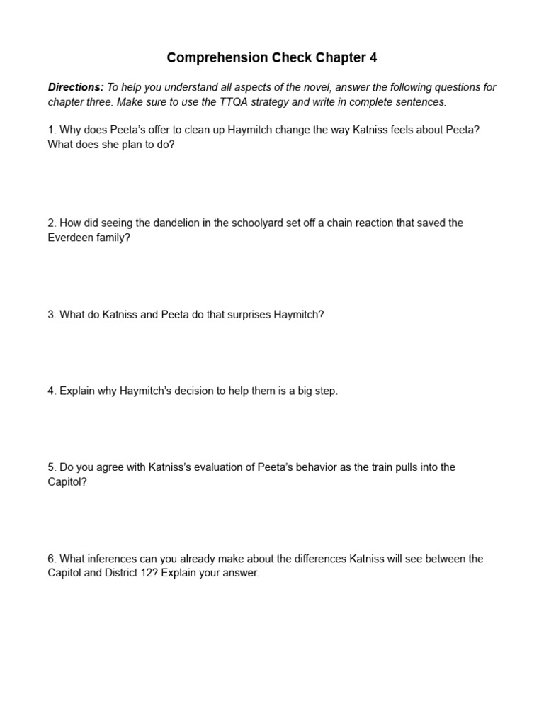 Chapter 4 Comprehension Questions | PDF