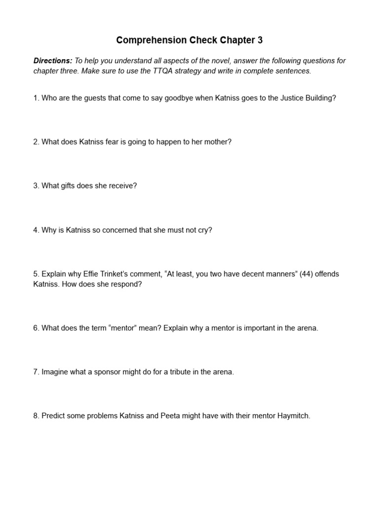 Chapter 3 Comprehension Questions | PDF