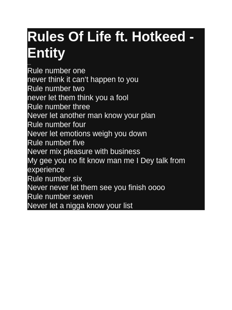 Rules of Life Ft | PDF