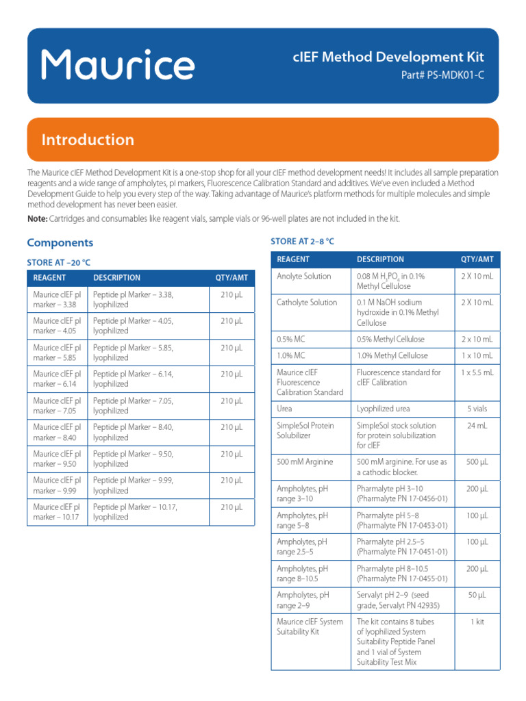 cIEF Method Development Kit Components | PDF | Sodium Hydroxide | Chemistry