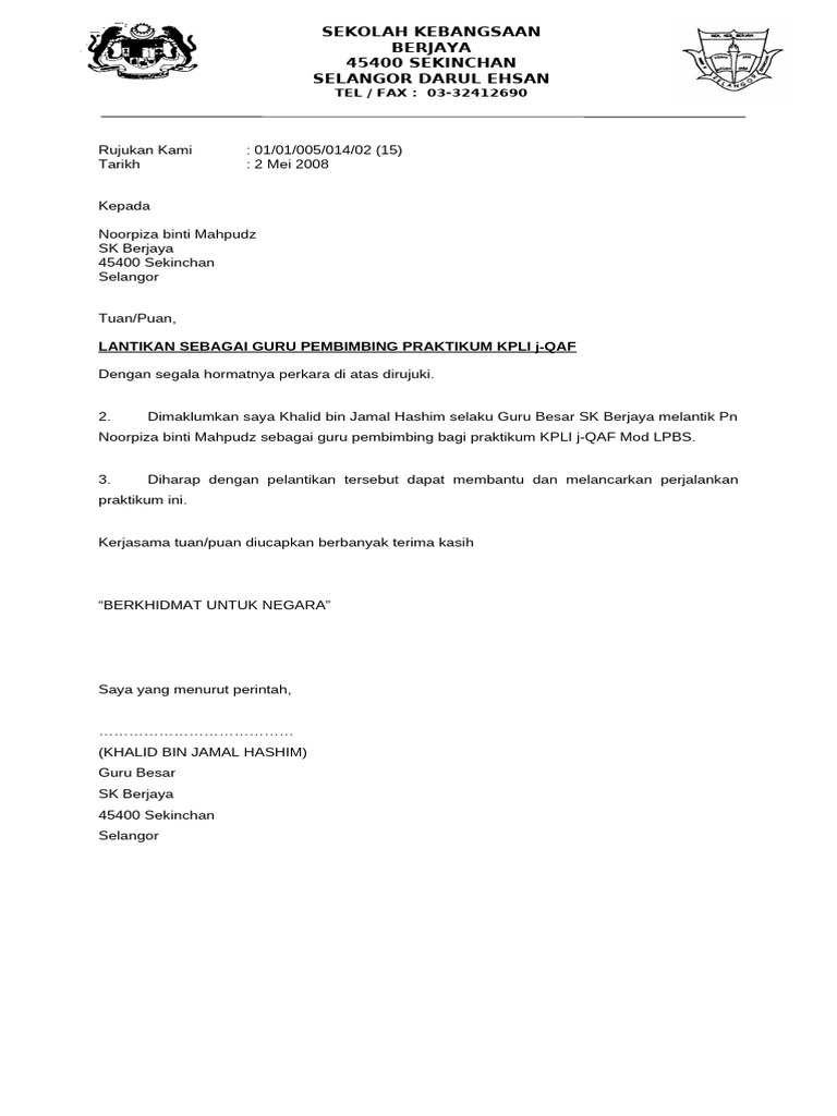 KEPALA SURAT SK BERJAYA | PDF