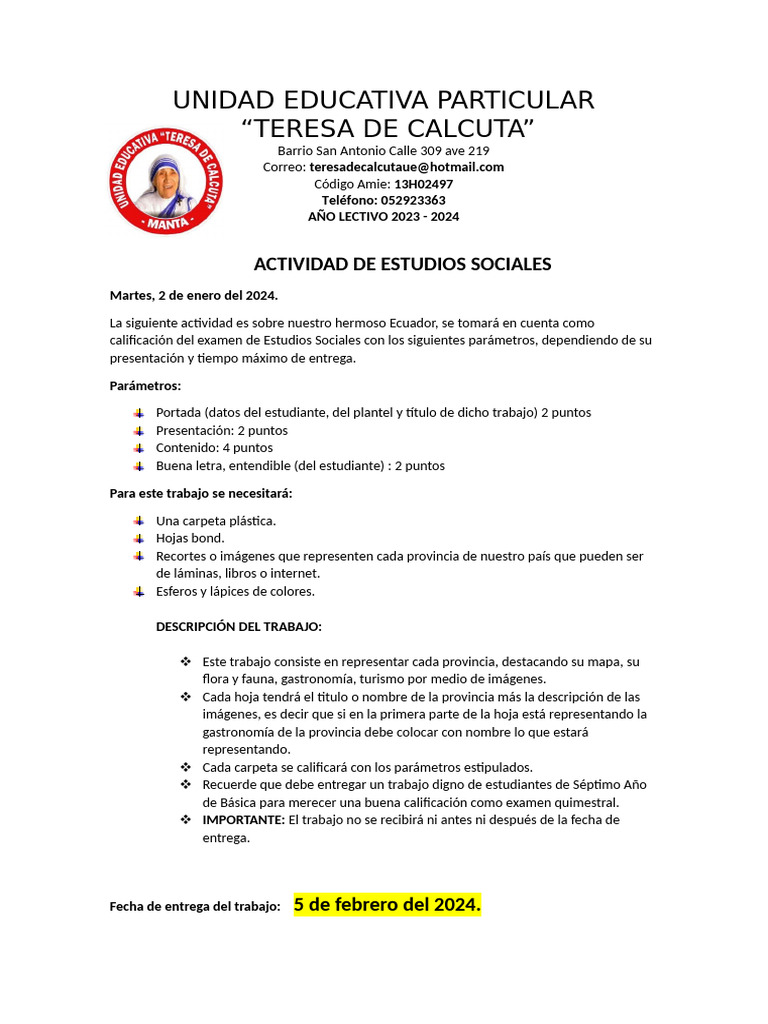 Actividad de Estudios Sociales | PDF