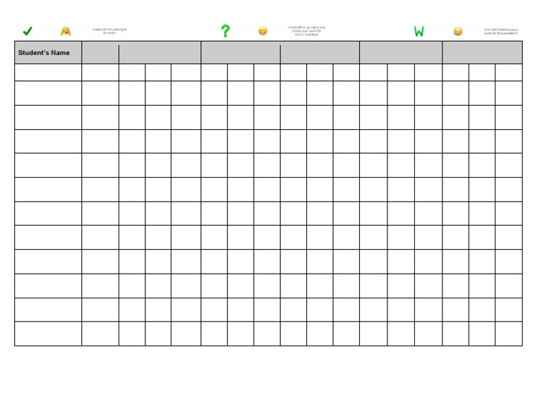 Reading Aggressive Monitoring Student Roster: Student's Name Progress ...