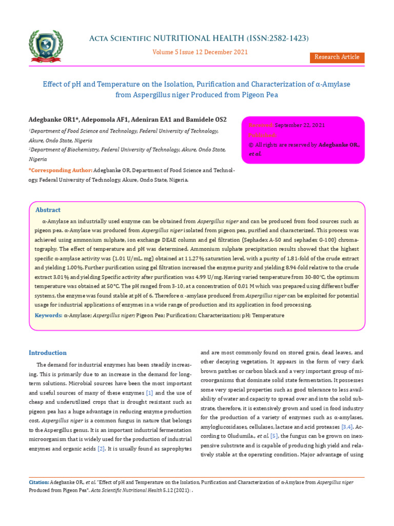 Effect of PH and Temperature On The Isol | PDF | Protein Purification | Chemistry