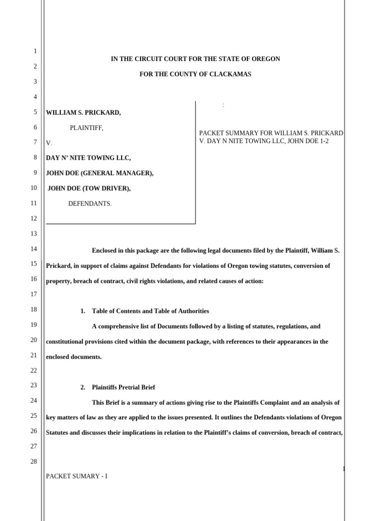 Legal Packet for Plaintiff's Case | PDF | Subpoena Duces Tecum | Cause ...